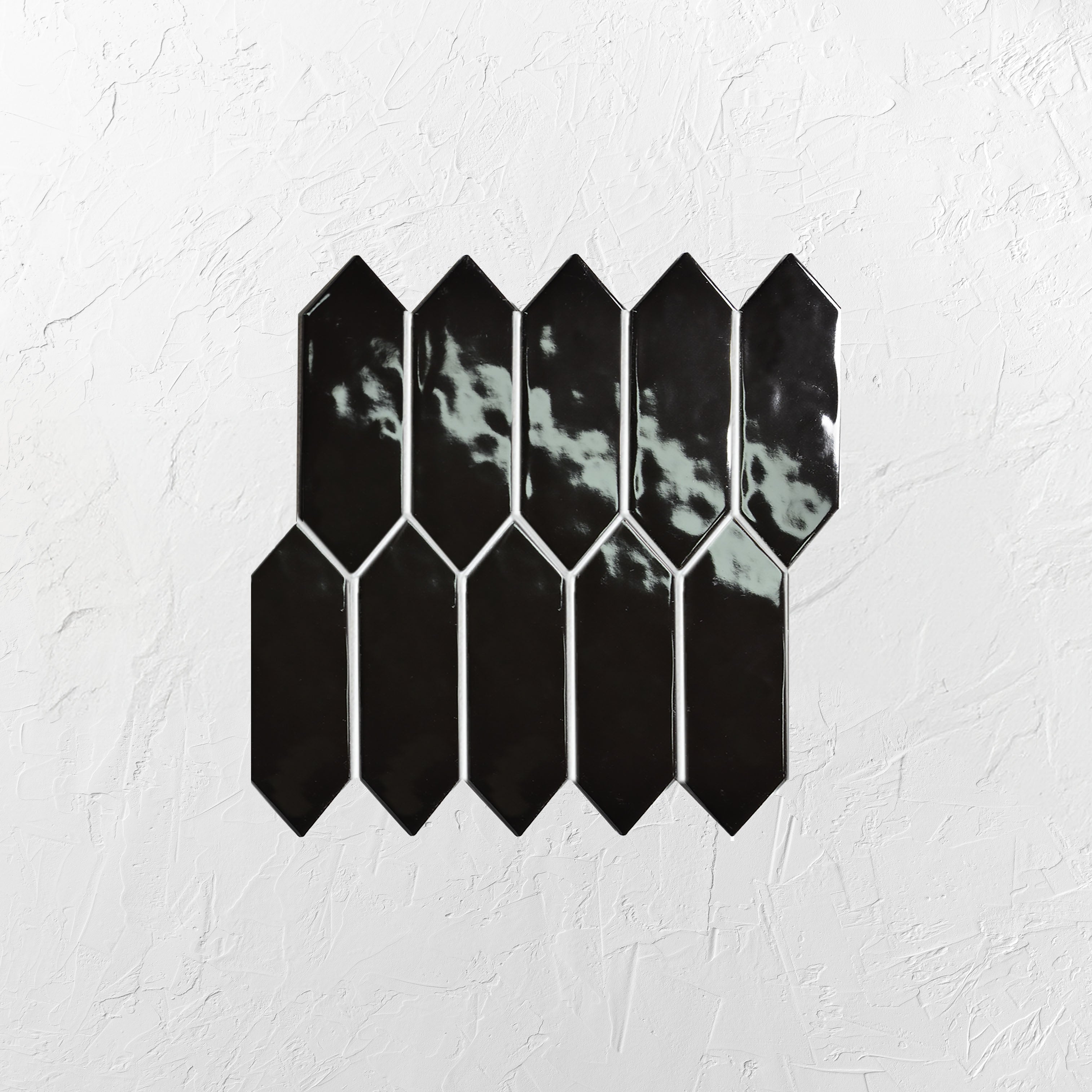 Black Gloss Porcelain Glazed Ripple Surface Arrow 55x195mm – Future Tile